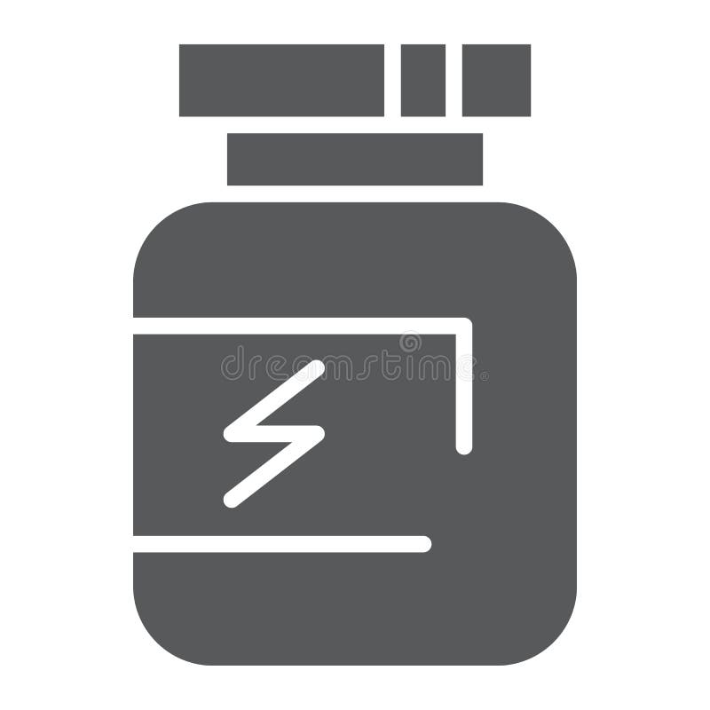 Supplement Glyph Icon, Protein and Container, Vitamin Sign, Vector ...