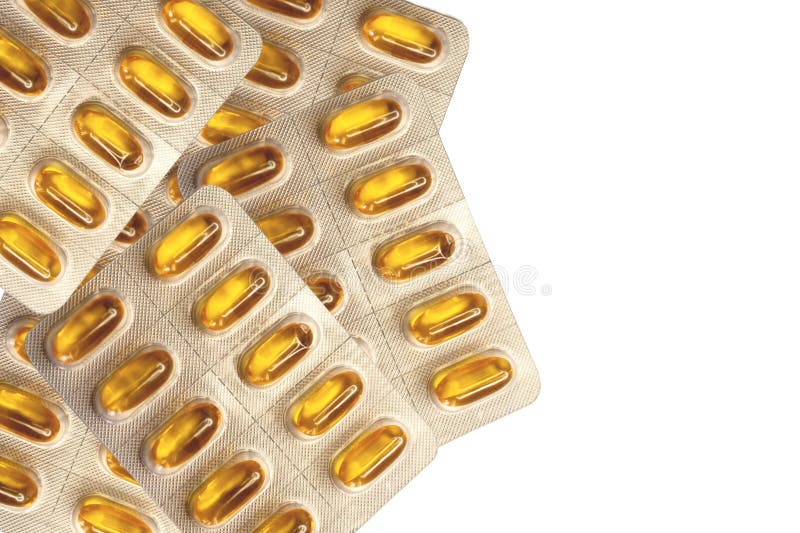 Several Tablets of Soft Capsules on Top of Each Other.Copy Space Stock ...