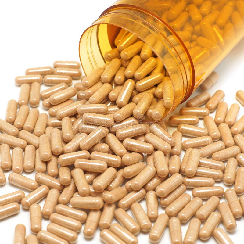 Supplement Vitamin Capsules and Containers Bottle on White Background ...