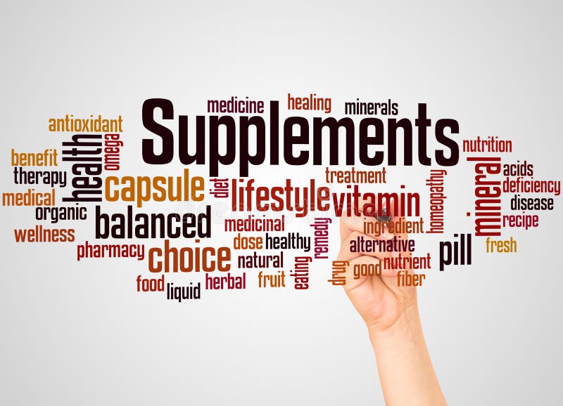 Supplements Word Cloud and Hand Writing Concept Stock Illustration ...