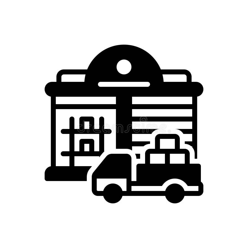 Black Solid Icon for Supplies, Factory and Item Stock Vector ...