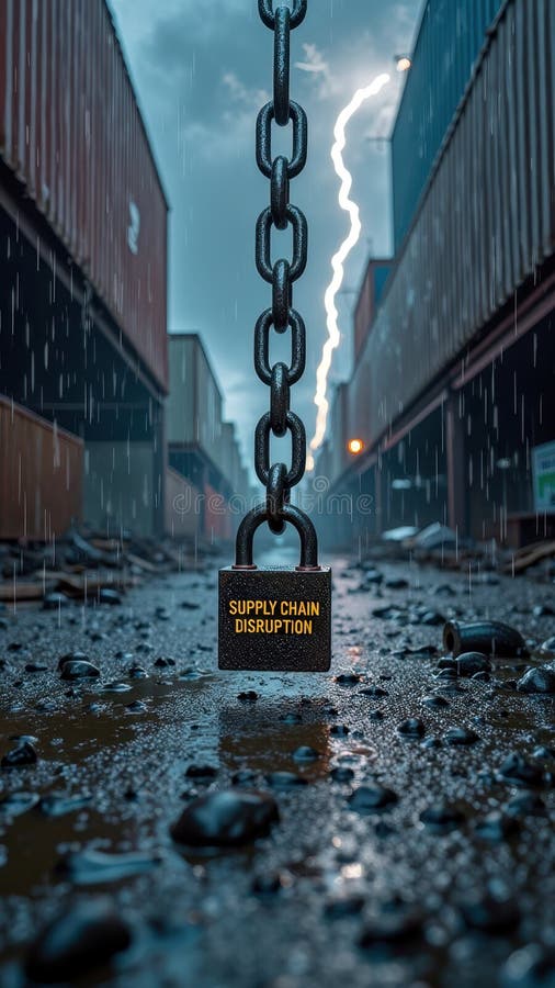 Supply Chain Disruption Amidst Storm in Industrial Container Yard Stock ...