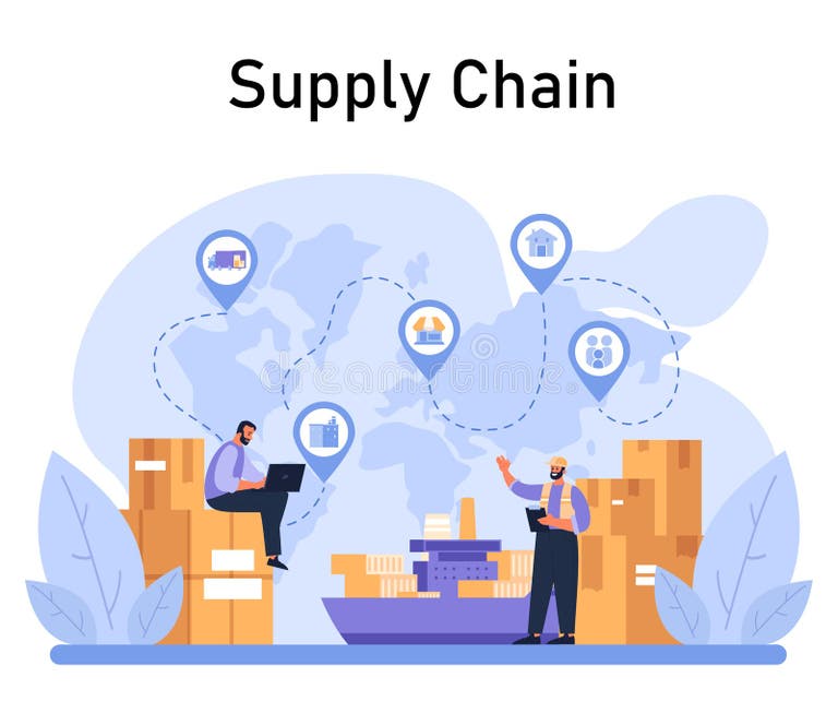 Supply Chain Dynamics Concept. Flat Vector Illustration Stock Vector ...