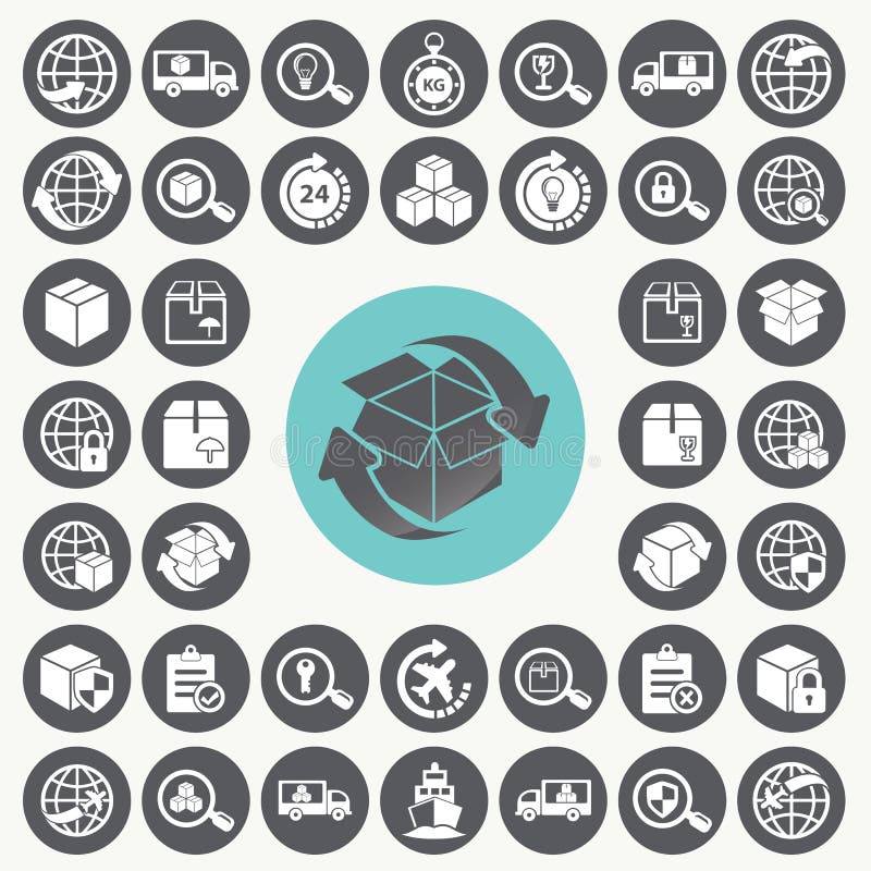 Supply Chain and Logistics Icons Set. Stock Vector - Illustration of ...