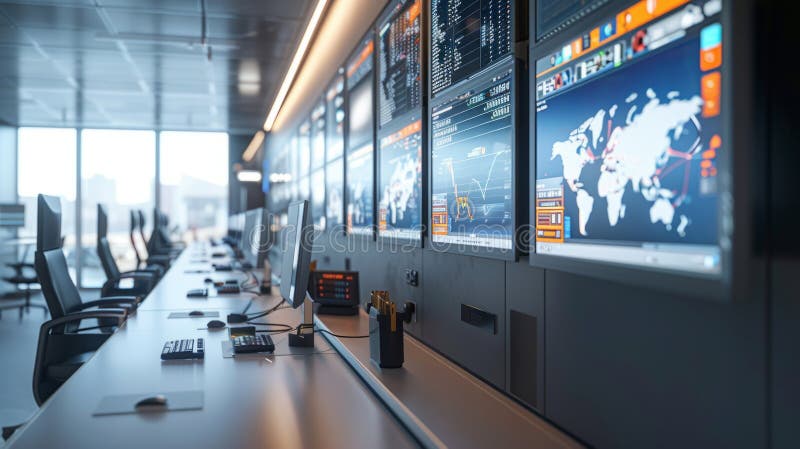 Supply Chain Management, Control Room Showing a Supply Chain Workflow ...