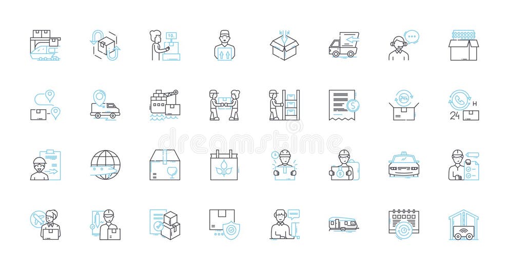 Supply Chain Management Linear Icons Set. Logistics, Efficiency ...
