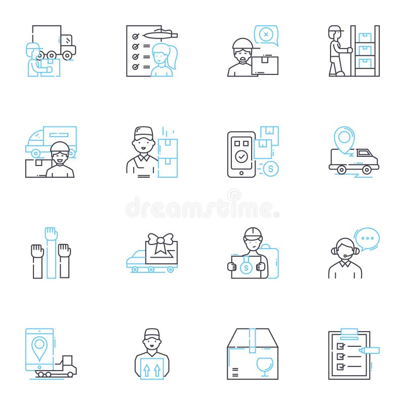 Supply Chain Management Linear Icons Set. Logistics, Efficiency ...