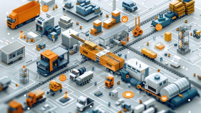 Supply Chain Management Process Theme Efficient Stock Image - Image of ...