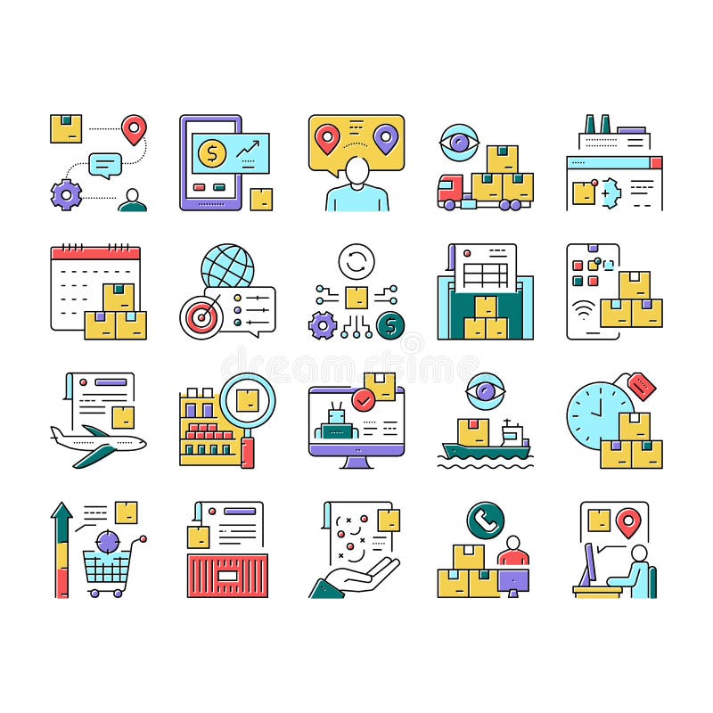 Supply Chain Management System Icons Set Vector . Stock Vector ...