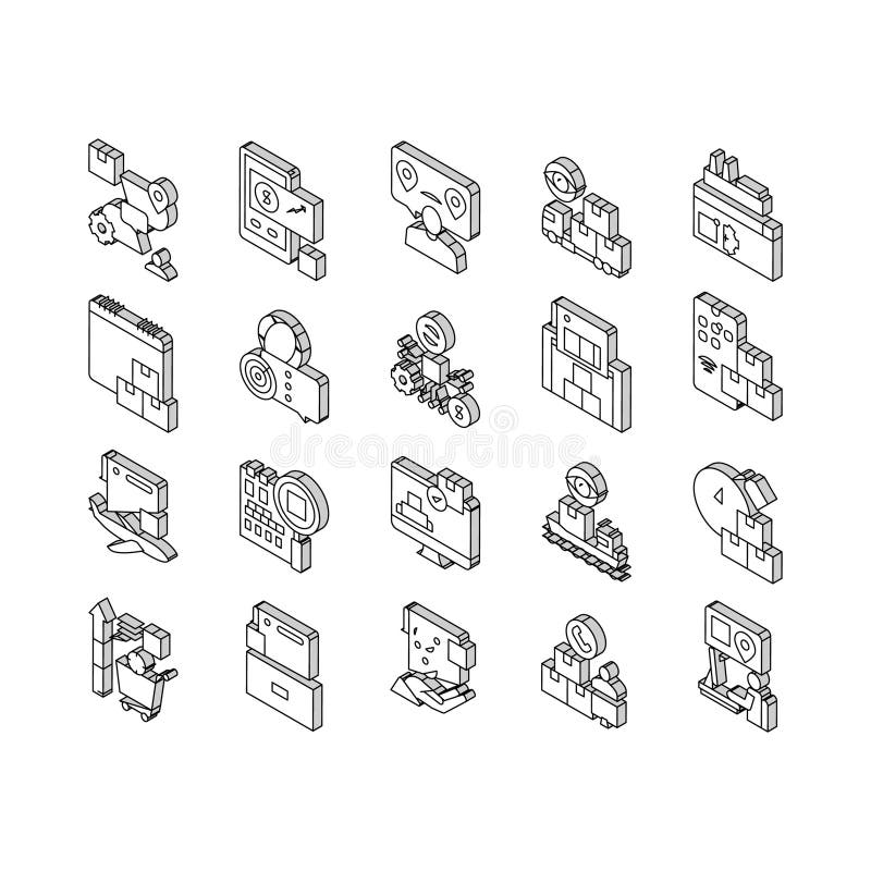 Supply Chain Management System Isometric Icons Set Vector Stock Vector ...
