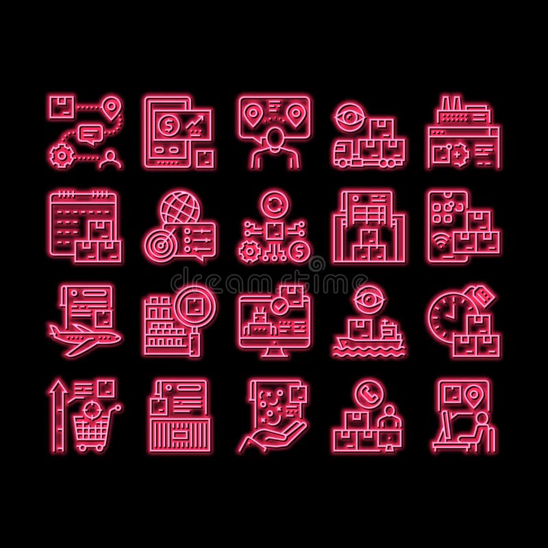 Supply Chain Management System Neon Glow Icon Illustration Stock Vector ...