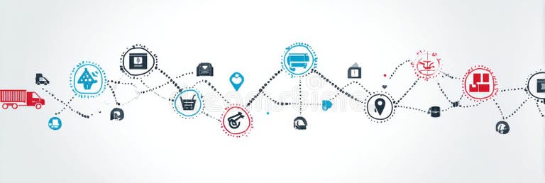 Supply Chain Path Visualization with Delivery Icons and Logistics ...