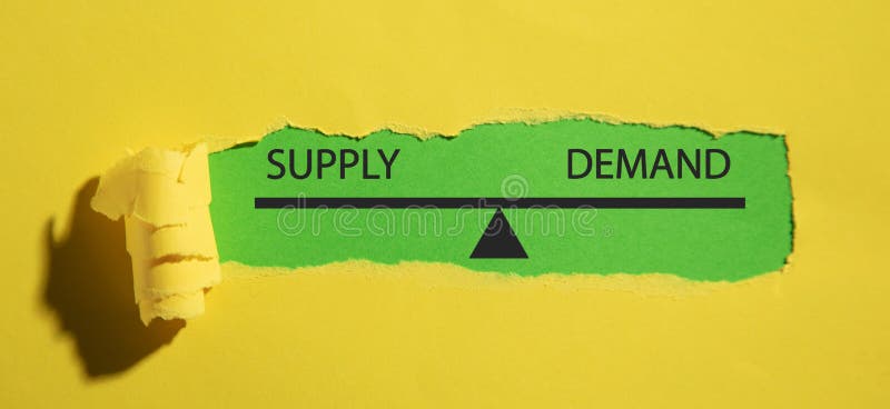 Supply and Demand Balance Scales on Torn Paper Stock Image - Image of ...