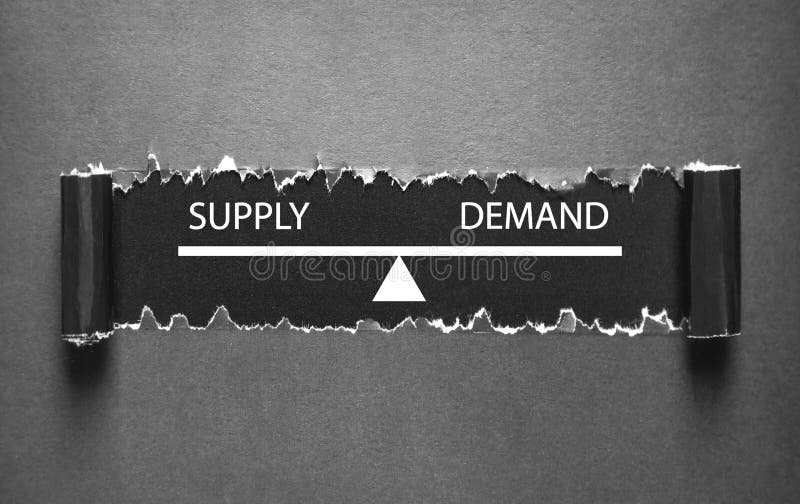 Supply and Demand Balance Scales on Torn Paper Stock Image - Image of ...