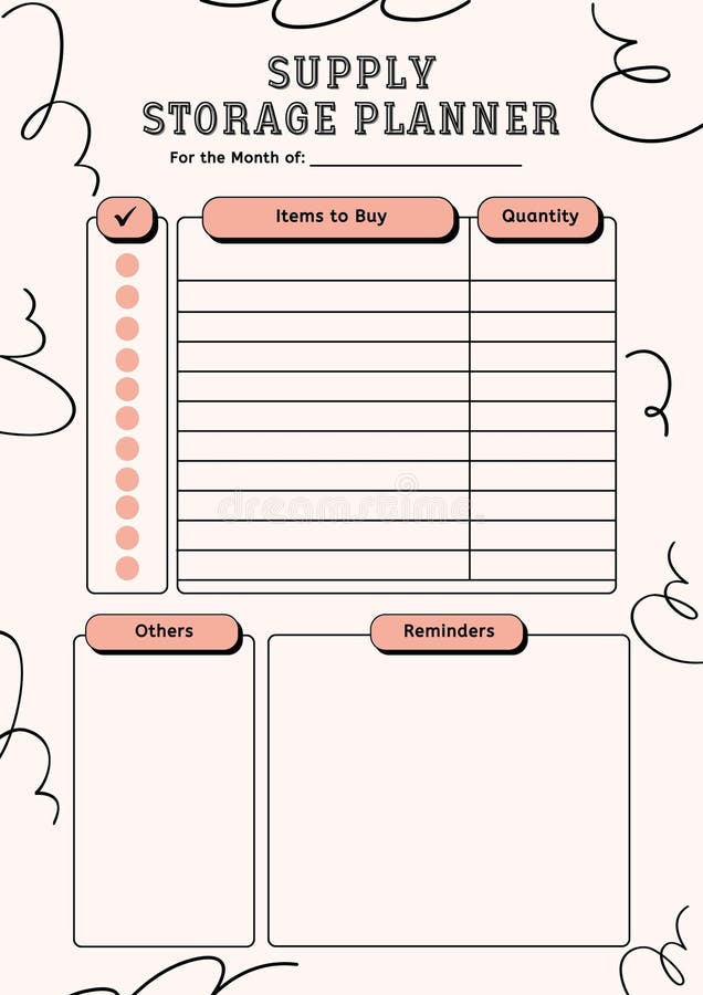 Supply Storage Planner Digital Planning Insert Sheet Printable Page ...