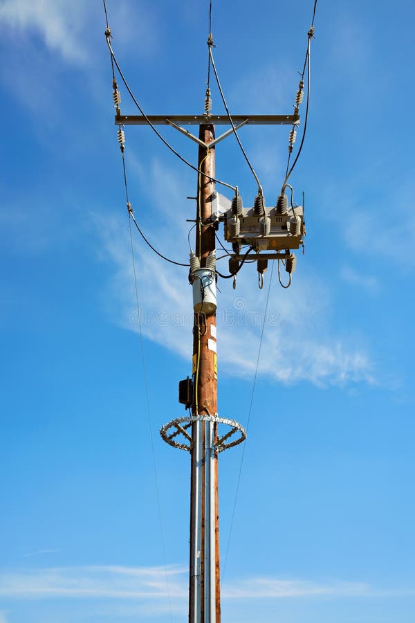 Supplying Electricity through Overhead Power Lines Stock Image - Image ...