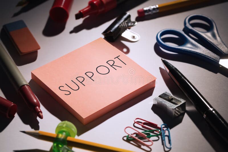 Support Against Students Table with School Supplies Stock Illustration ...