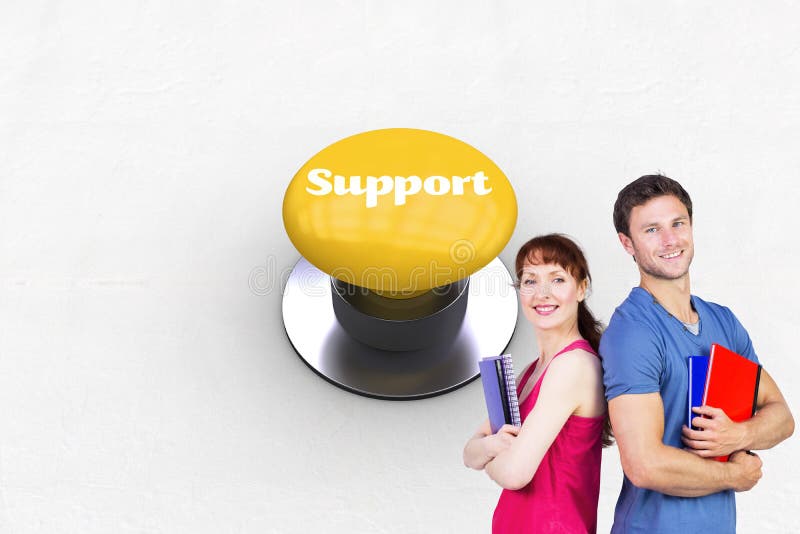 Support Against Yellow Push Button Stock Illustration - Illustration of ...