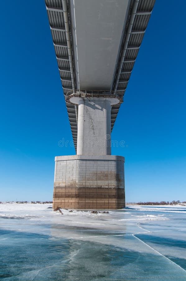 Support of an Automobile Bridge in a River Stock Photo - Image of ...