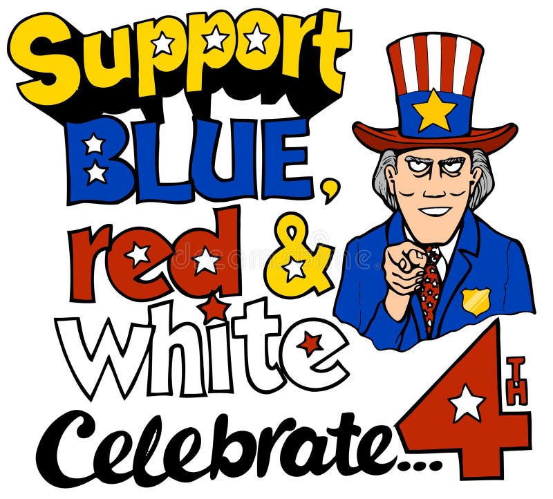 Support Blue Red and White with Uncle Sam Stock Illustration ...