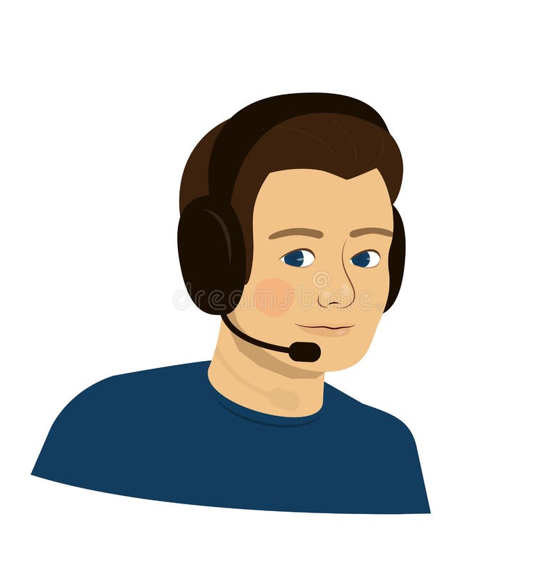 Support Boy with Headphones - Call Center Stock Vector - Illustration ...
