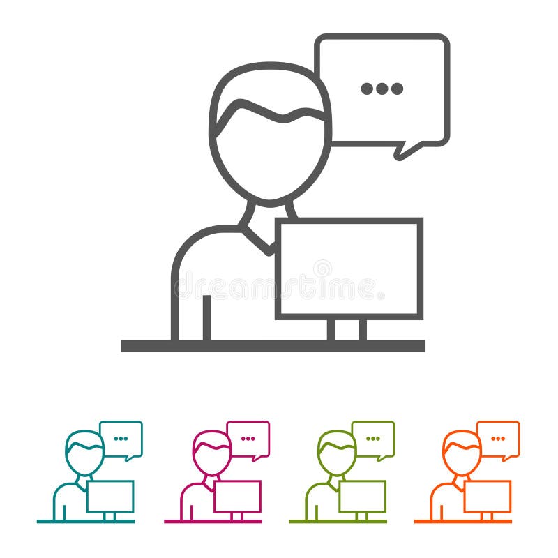 Support Business People Icons in Thin Line Style and Flat Design Stock ...