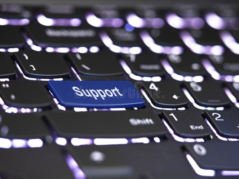 Keyboard - Enter Key Replace with a Blue Support Key Stock Photo ...