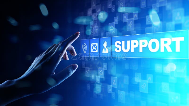 Support Button on Virtual Screen. Customer Service and Communication ...
