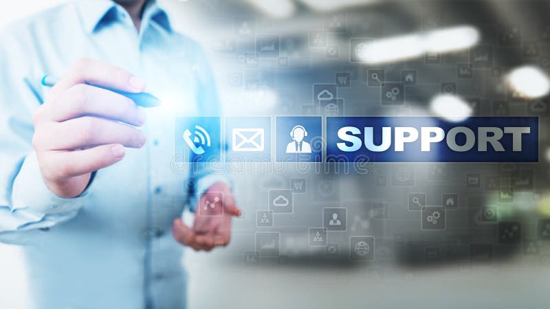 Support Button on Virtual Screen. Customer Service and Communication ...