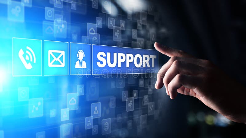 Support Button on Virtual Screen. Customer Service and Communication ...