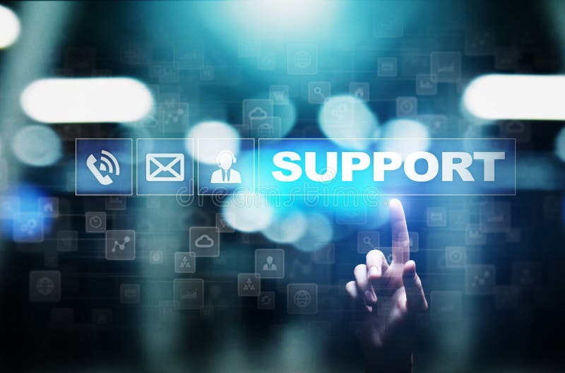 Support Button on Virtual Screen. Customer Service and Communication ...