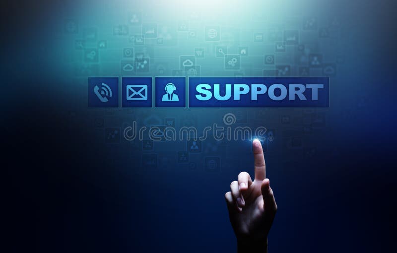 Support Button on Virtual Screen. Customer Service and Communication ...