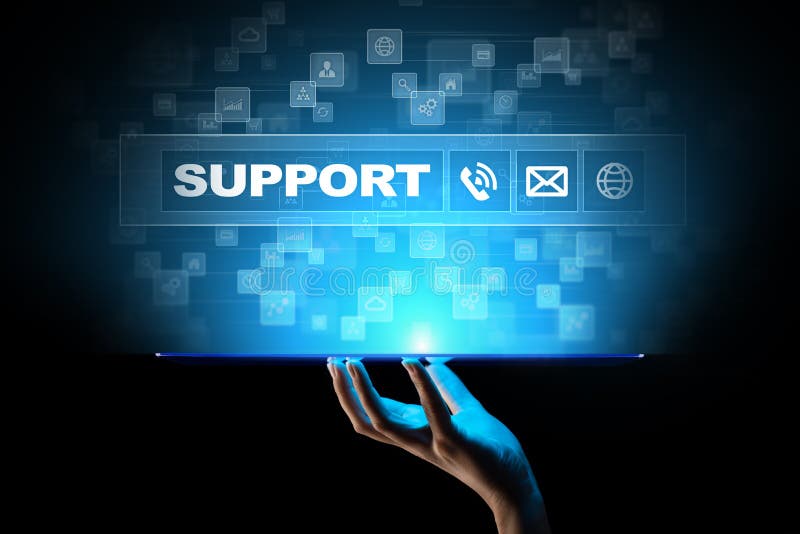 Support Button on Virtual Screen. Customer Service and Communication ...