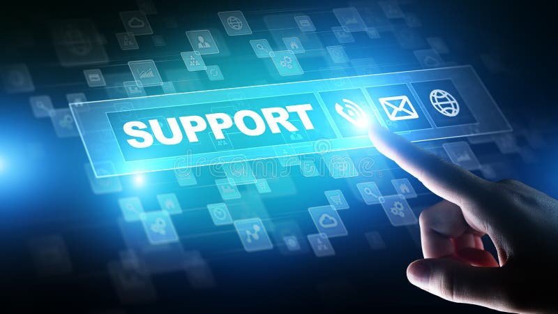 Support Button on Virtual Screen. Customer Service and Communication ...