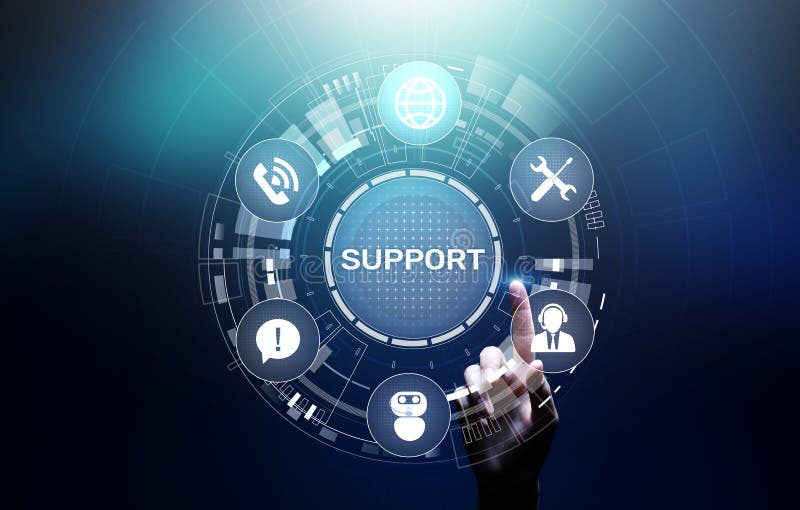 Support Button on Virtual Screen. Customer Service and Communication ...