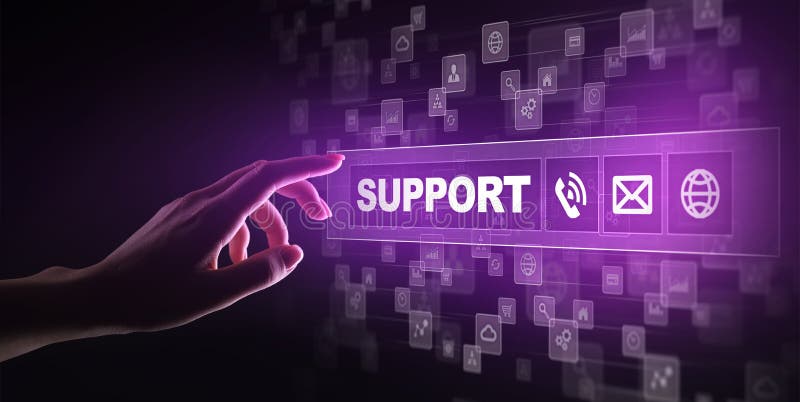 Support Button on Virtual Screen. Customer Service and Communication ...