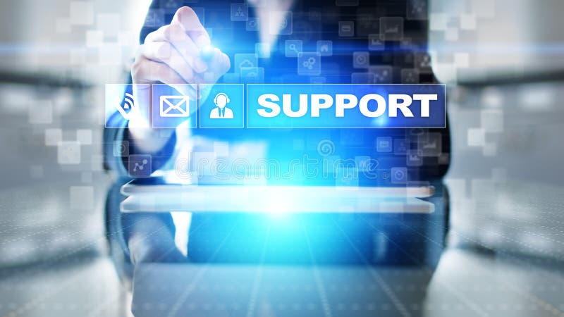 Support Button on Virtual Screen. Customer Service and Communication ...