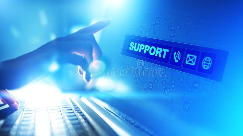 Support Button on Virtual Screen. Customer Service and Communication ...