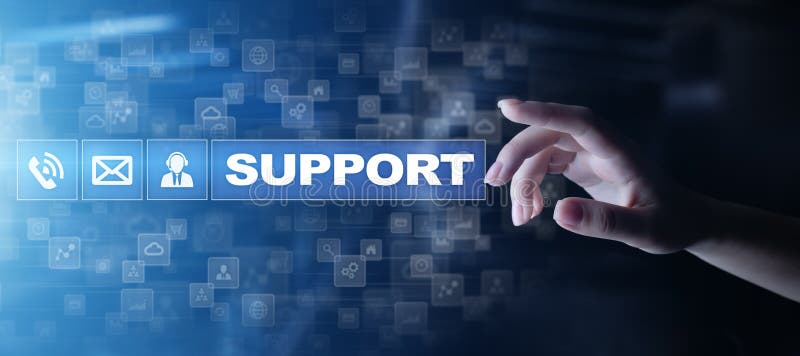 Support Button on Virtual Screen. Customer Service and Communication ...