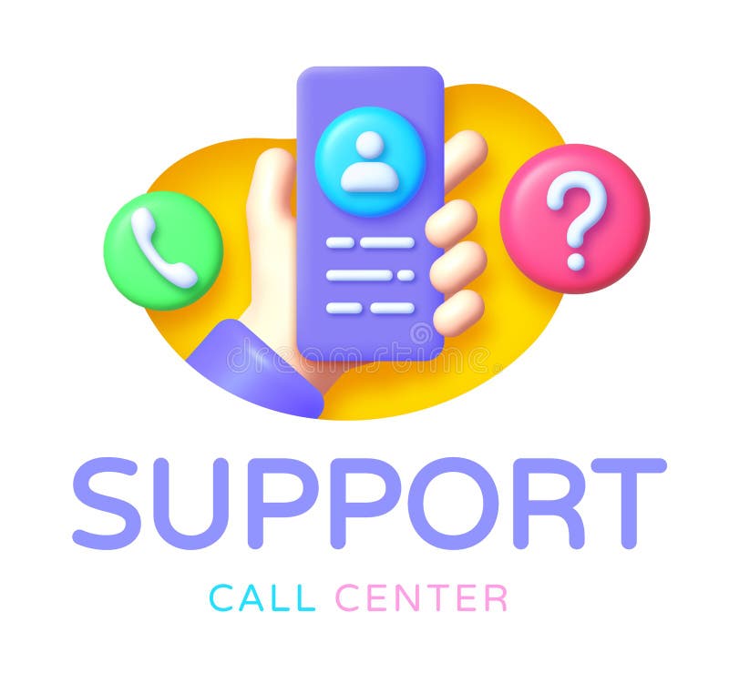 Support Call Center 3D Vector Illustrations Design Template. Contact Us ...