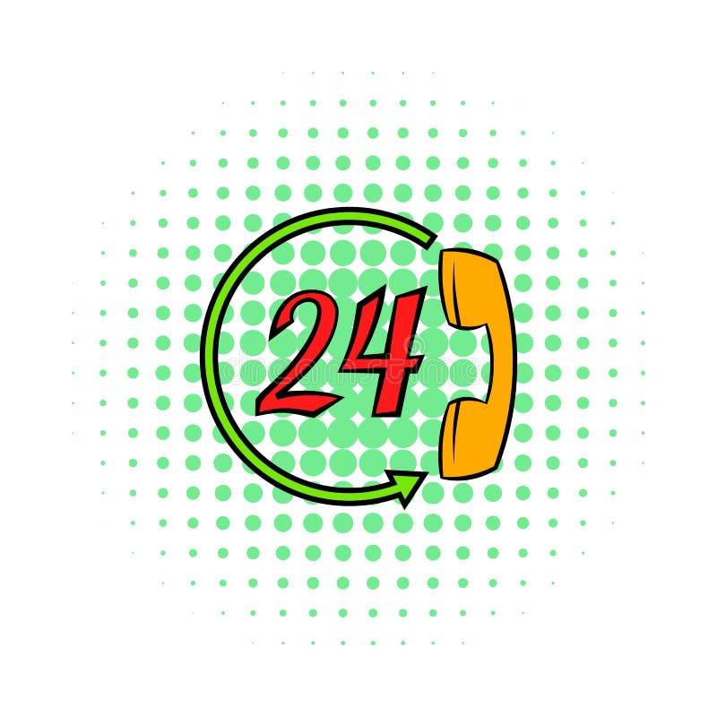 Support Call Center 24 Hours Icon, Comics Style Stock Vector ...