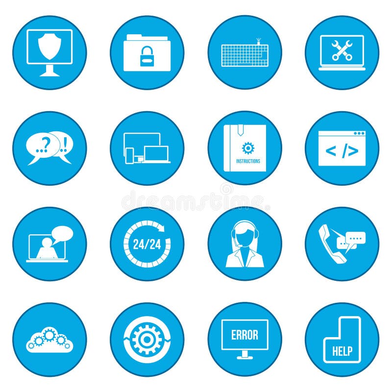 Support, Call Center Icon Blue Stock Vector - Illustration of headset ...