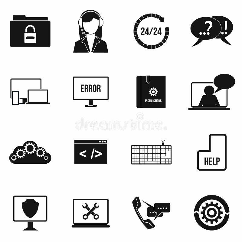 Support, Call Center Icons Set, Simple Style Stock Vector ...
