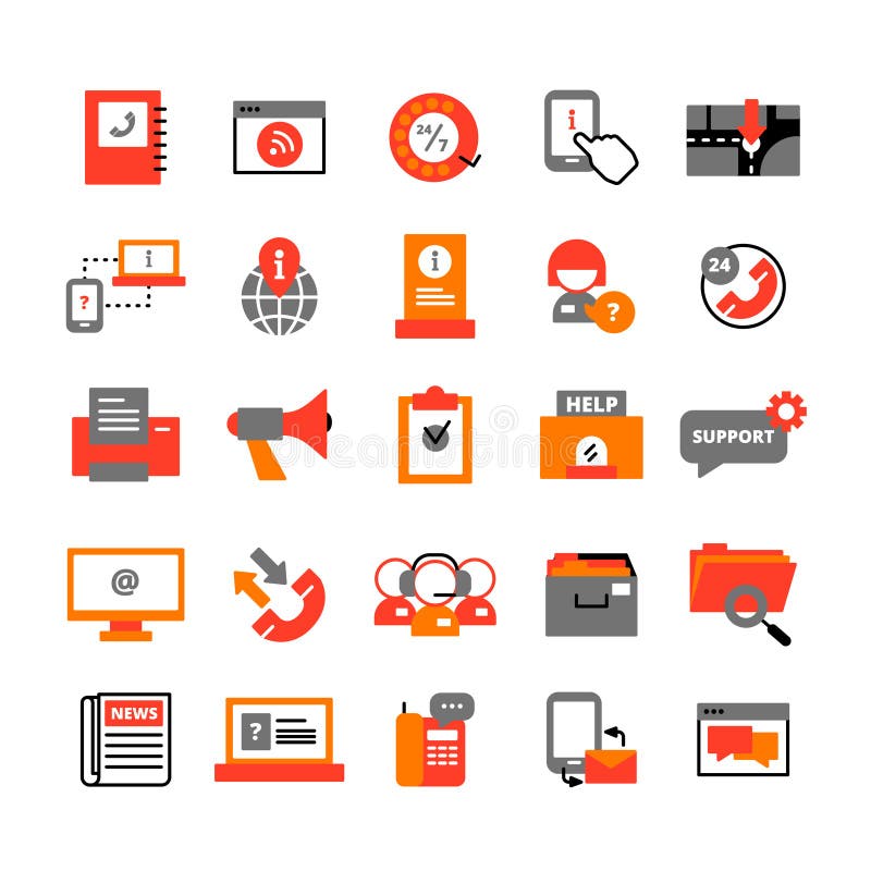 Support Center Icons Set stock vector. Illustration of call - 62799146
