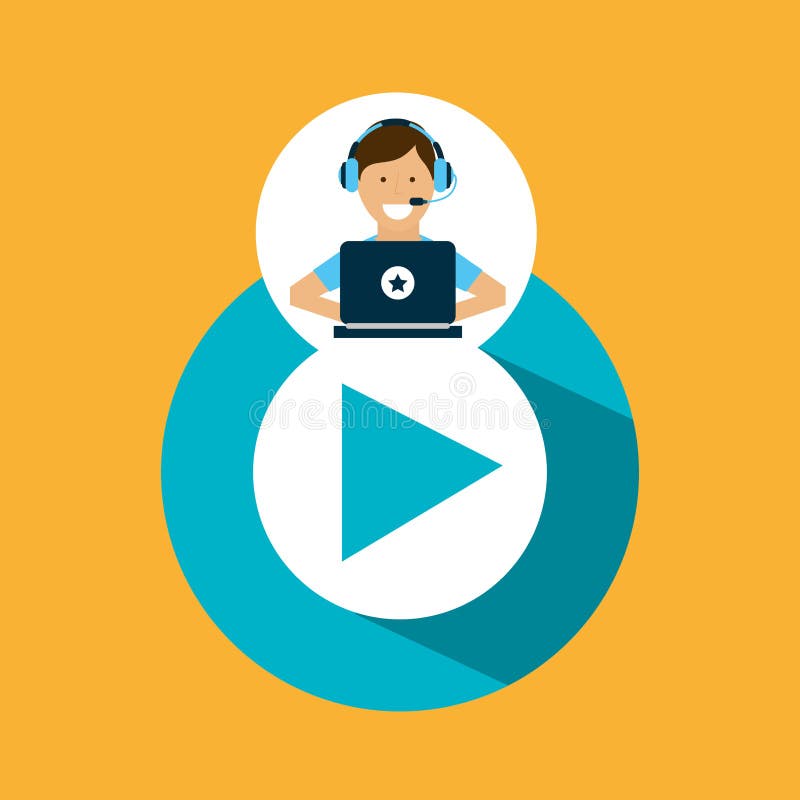 Support Center with Video Player Stock Vector - Illustration of chat ...