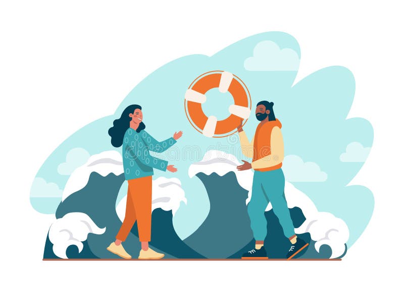 Support Concept. Character Help Each Other in Solving Problems Stock ...