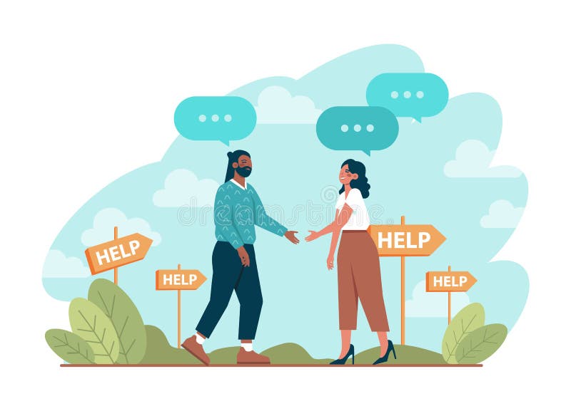 Support Concept. Character Help Each Other in Solving Problems Stock ...