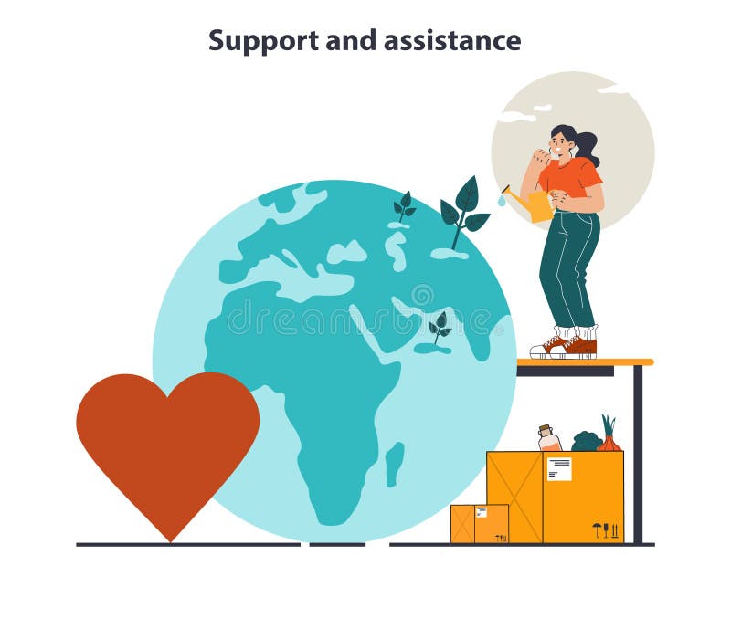 Support Concept. Characters Help Each Other in Solving Problems Stock ...