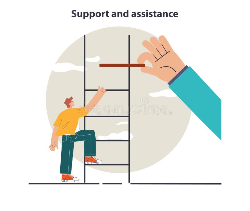 Support Concept. Characters Help Each Other in Solving Problems Stock ...