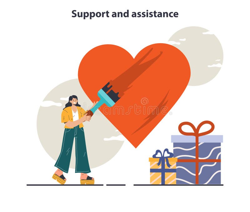 Support Concept. Characters Help Each Other in Solving Problems Stock ...